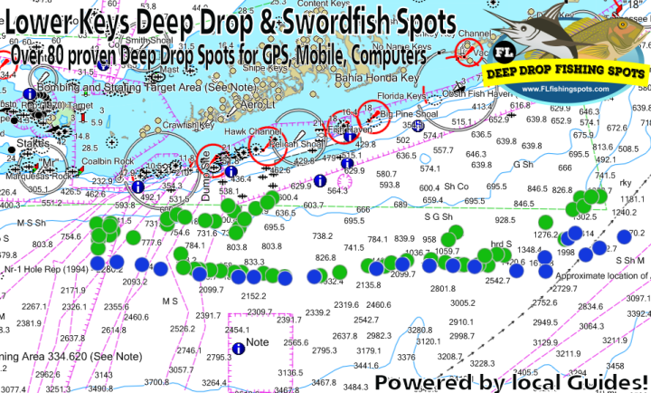 Lower Florida Keys Deep Drop Spots and Swordfish Spots